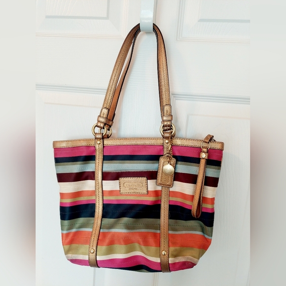 Coach | Bags | Vintage Coach Colorful Striped Tote Bag | Poshmark
